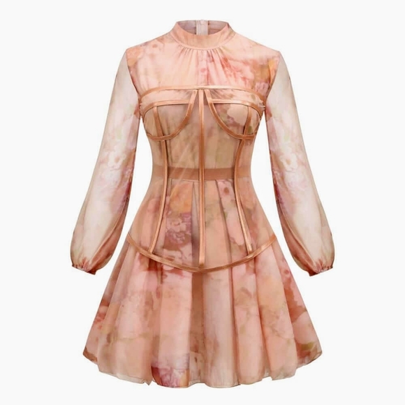 Dresses | Kiara Chiffon Fishbone Dress With Corset | Poshmark